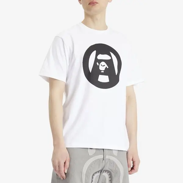 A BATHING APE Stencil Circle Ape Face Tee - White
