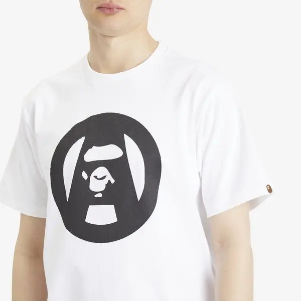 A BATHING APE Stencil Circle Ape Face Tee - White