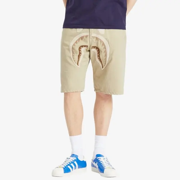 A BATHING APE Garment Dyed Shark Denim Shorts