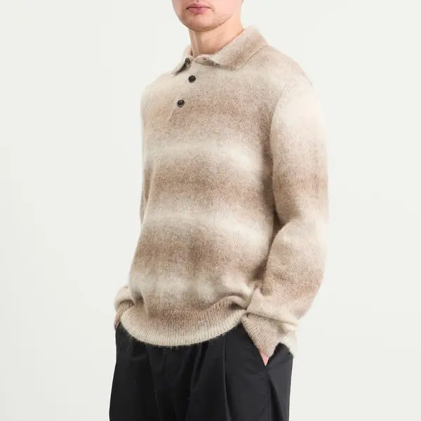 Nn07 Alfie Alpaca Knitted Polo - Light Camel