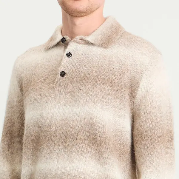 Nn07 Alfie Alpaca Knitted Polo - Light Camel