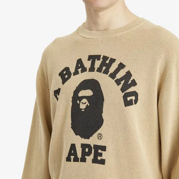 A BATHING APE College Waffle Crewneck Sweater
