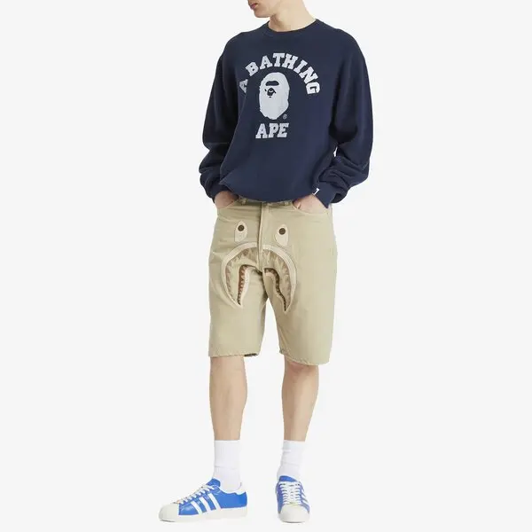 A BATHING APE College Waffle Crewneck Sweater