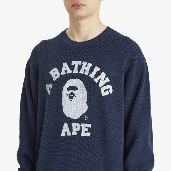 A BATHING APE College Waffle Crewneck Sweater
