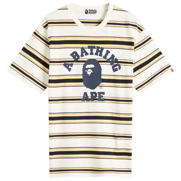 A BATHING APE College Stripe Tee - White