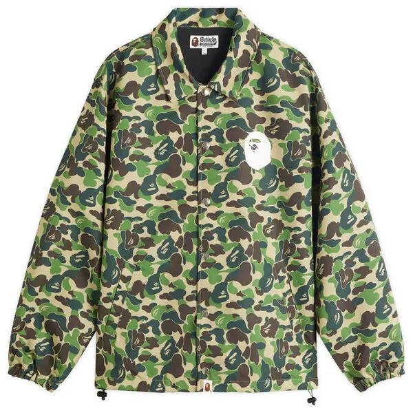 A BATHING APE Abc Camo Nyc Logo Coach Jacket - Green