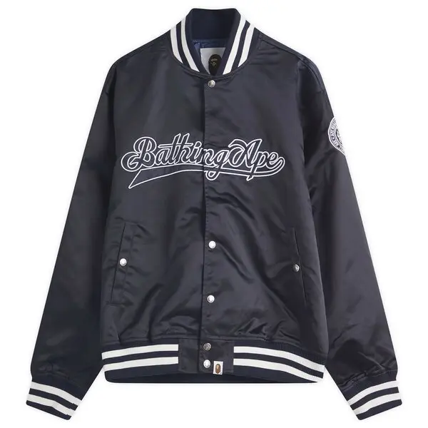 A BATHING APE Baseball Varsity Jacket - Navy