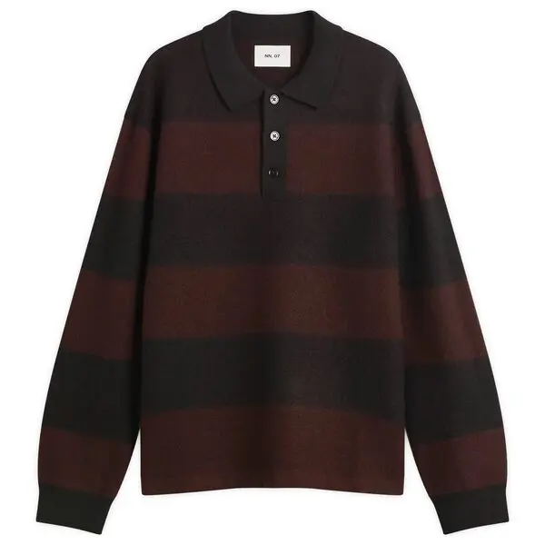 Nn07 Rugby Brushed Wool Polo - Black