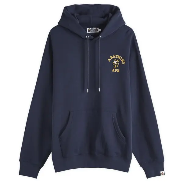 A BATHING APE 1st Camo College Logo Relaxed Fit Hoodie - Navy