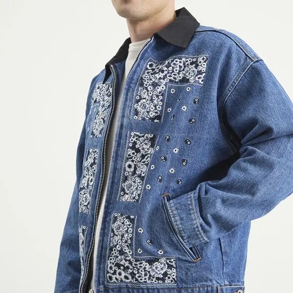 NOMARHYTHM TEXTILE Bandana Embroidery Denim Jacket