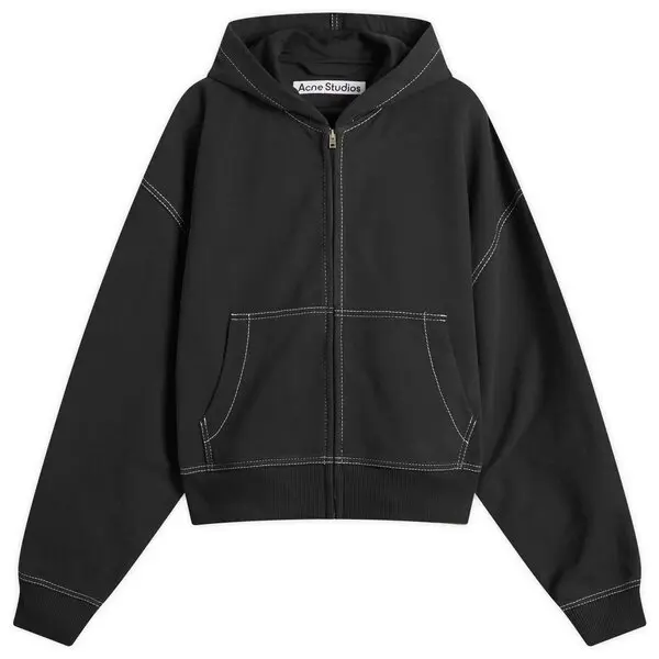 Acne Studios Foscar H U Zip Autograph Logo Zip Hoodie - Faded Black