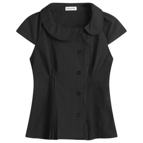 PEACHY DEN Missy Asymmetric Blouse - Black