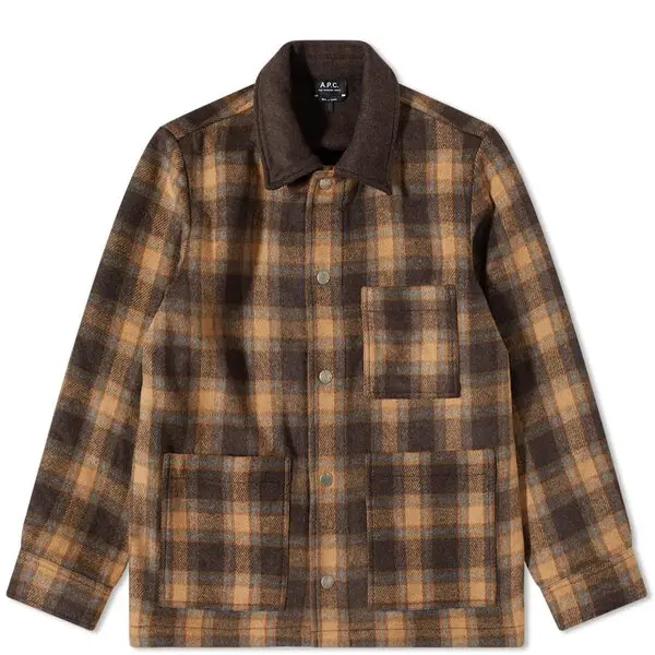 A.p.c. New Emile Check Wool Work Jacket - Brown
