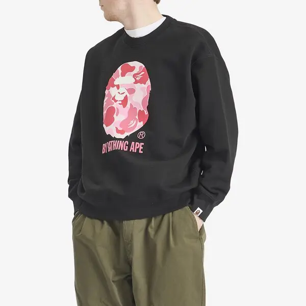 A BATHING APE Abc Camo Ape Head Relaxed Fit Crew Sweatshirt