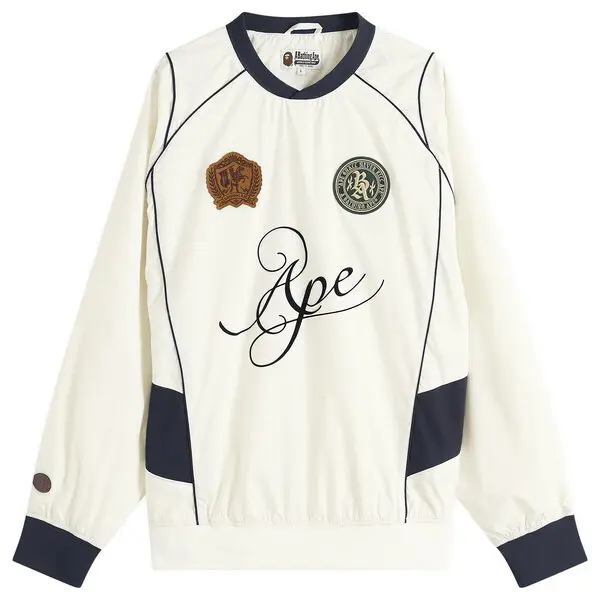 A BATHING APE Multi Logo Relaxed Fit Pullover - White