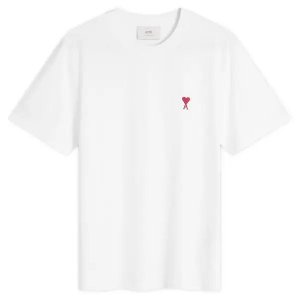 AMI Paris Red Adc Classic T-shirt - White