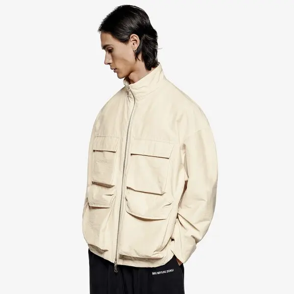 MKI MIYUKI ZOKU Washed Cotton Nylon Track Jacket
