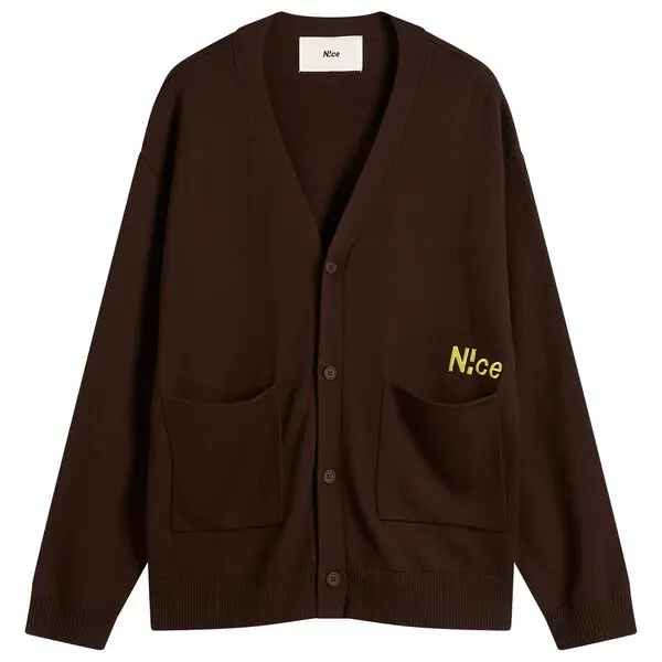 N!CE Embroidered Logo Knit Cardigan