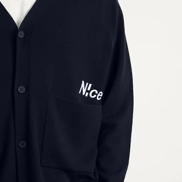N!CE Embroidered Logo Knit Cardigan