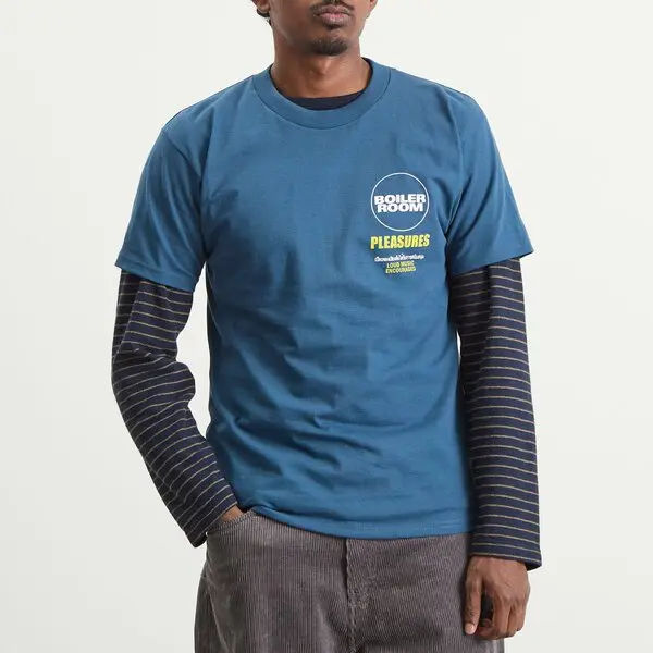 PLEASURES X Boiler Room Turntable T-shirt - Blue