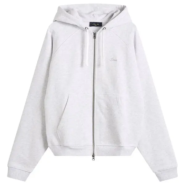 DIME Cursive Small Logo Zip Hoodie - Ash