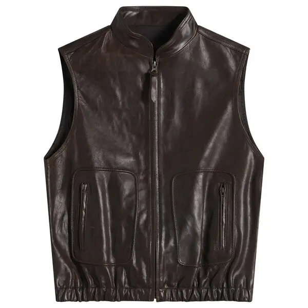 NOTHING WRITTEN Heritage Leather Vest - Dark Mocha