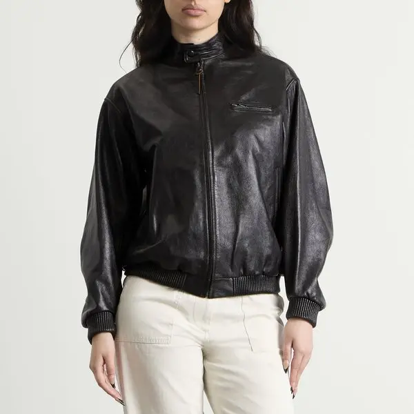 NOTHING WRITTEN Leather Single Rider Jacket