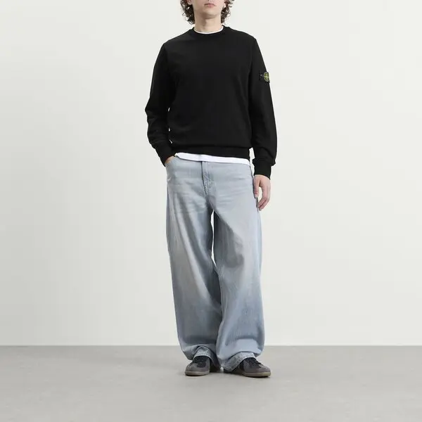 Stone Island Organic Cotton Fleece Sweatshirt - Black