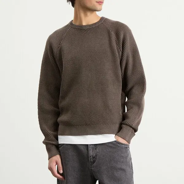 DIME Wave Knit Sweater - Brown
