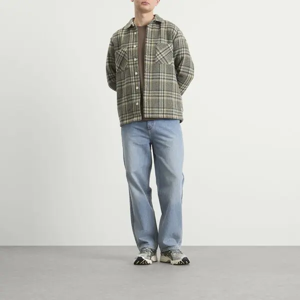 WAX LONDON Whiting Check Wool Blend Overshirt