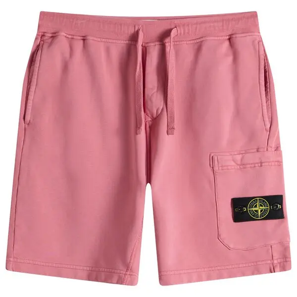 Stone Island Organic Cotton Fleece Shorts - Geranium