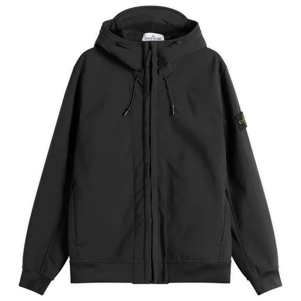 Stone Island Soft Shell-r Hooded Jacket - Black
