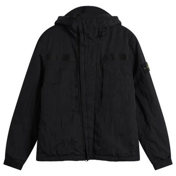 Stone Island Warp Rib Nylon-tc Hooded Jacket - Black