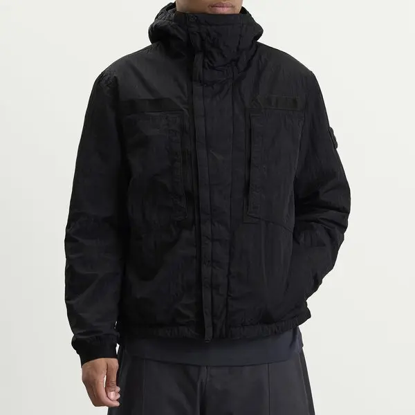Stone Island Warp Rib Nylon-tc Hooded Jacket - Black