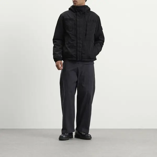 Stone Island Warp Rib Nylon-tc Hooded Jacket - Black