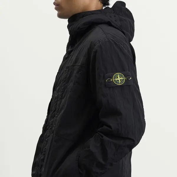 Stone Island Warp Rib Nylon-tc Hooded Jacket - Black