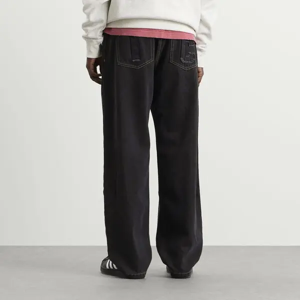 ICECREAM Appliqué Running Dog Double Scoop Wide Leg Denim Jeans