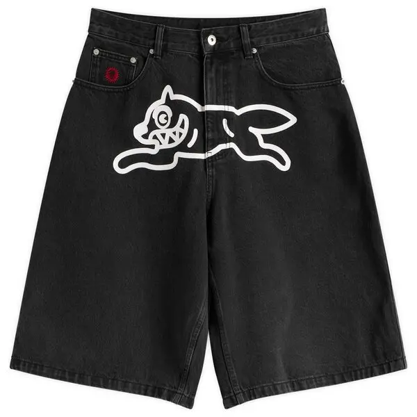 ICECREAM Running Dog Triple Scoop Denim Shorts - Black