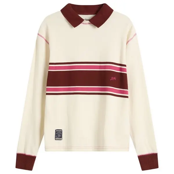DAMSON MADDER Olina Placement Stripe Rugby Shirt - Ecru