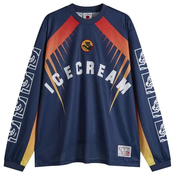 ICECREAM Moto Racer Long Sleeve Mesh Shirt - Navy
