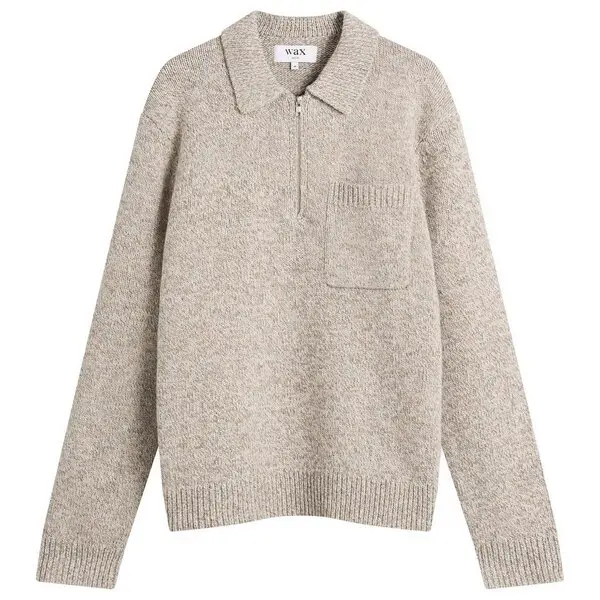 WAX LONDON Alpha Plain Stitch Zip Polo - Grey