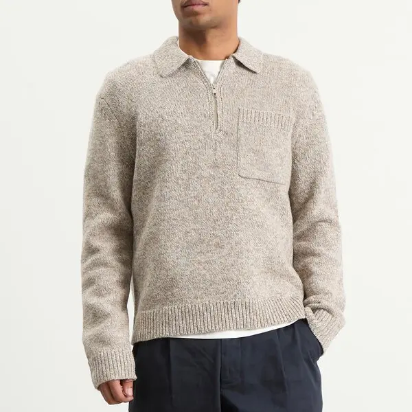 WAX LONDON Alpha Plain Stitch Zip Polo