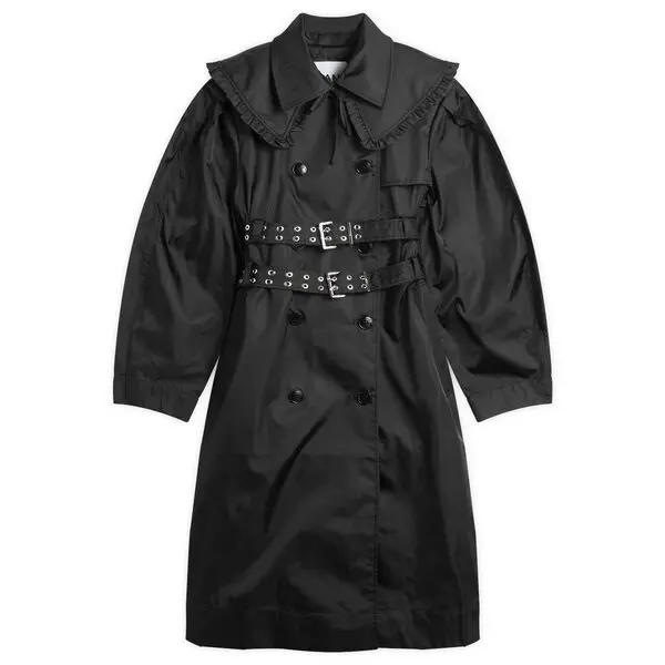 GANNI Duchesse Nylon Trenchcoat - Black