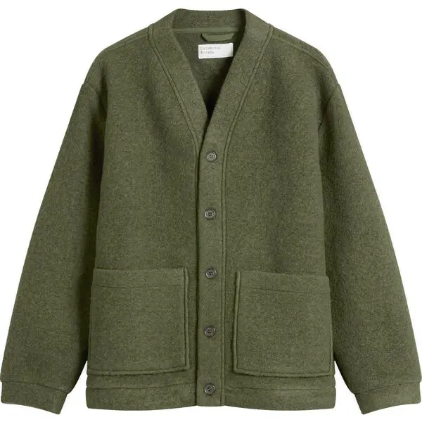 Universal Works Presented End. Wool Fleece Adv Cardigan - Olive