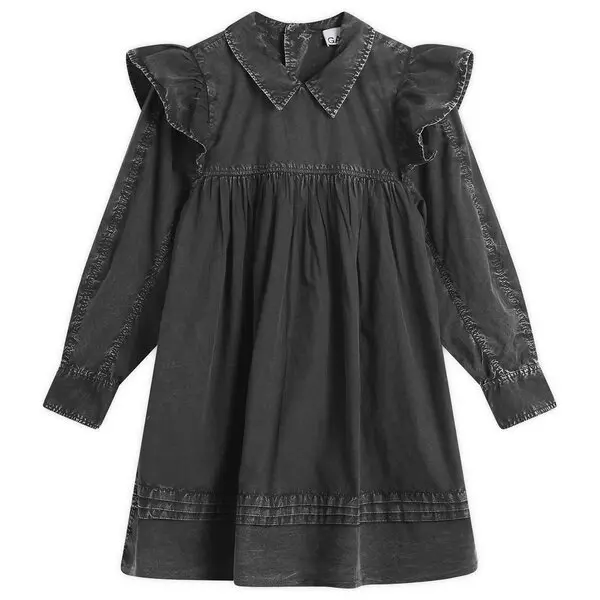 GANNI Mini Frill Dress - Black