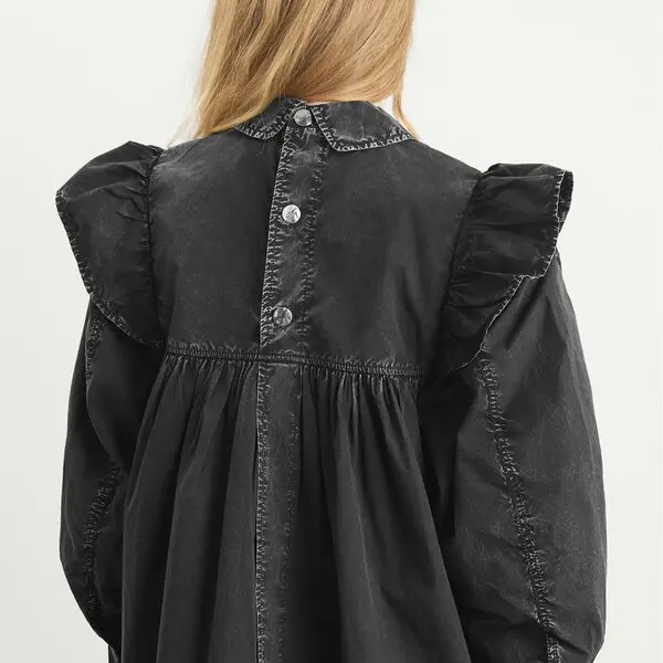 GANNI Mini Frill Dress - Black