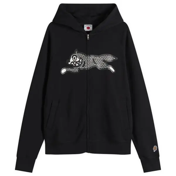 ICECREAM Running Dog Glitter Zip Through Hood - Black