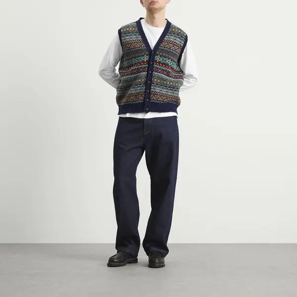 JAMIESON'S OF SHETLAND Fair Isle Button-through Vest - Eclipse
