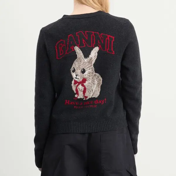 GANNI Graphic Wool Cardigan