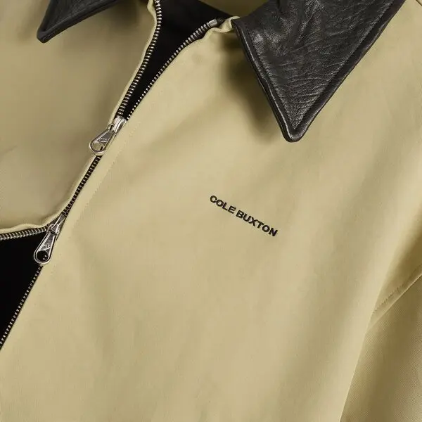 COLE BUXTON Leather Collar Cottom Overshirt